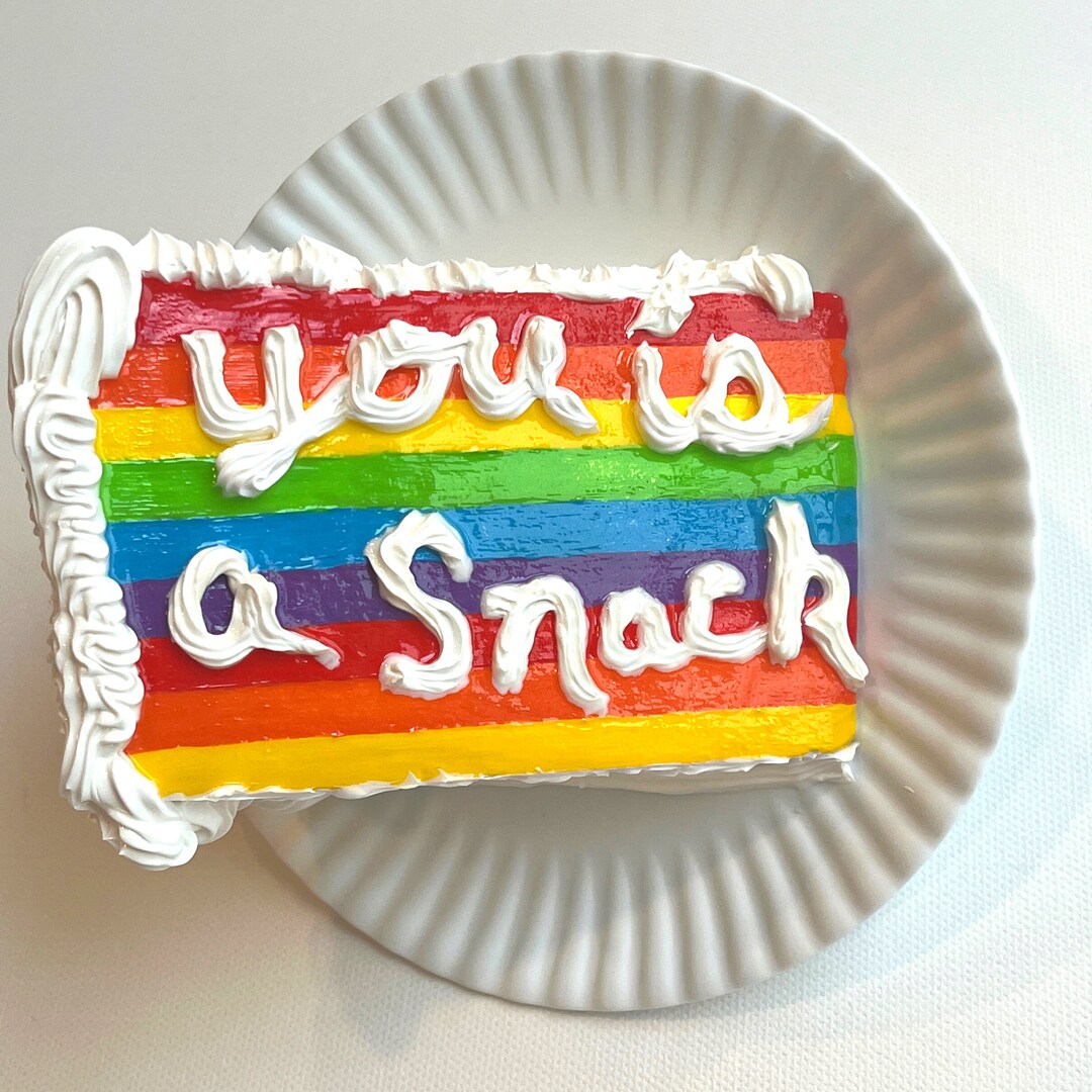 Rainbow Doberge Cake Slice Food Wall Art Food Sculpture You is a Snack ...