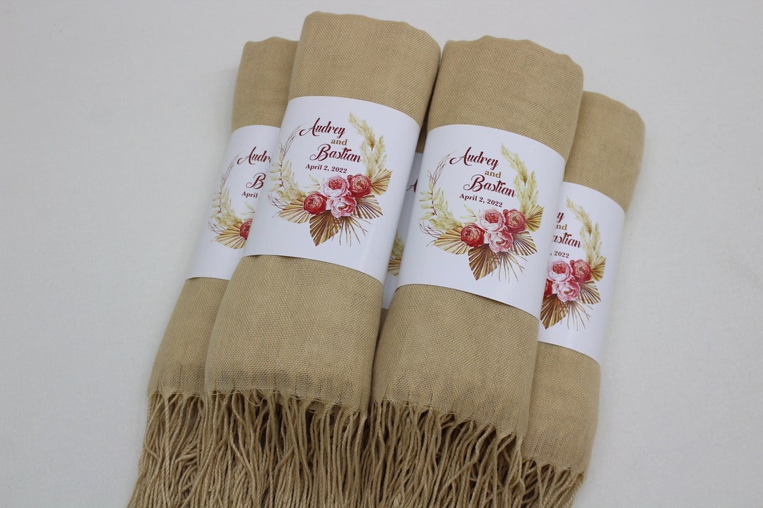 Pashmina Shawl Gold Shawl Wedding Favors for Guests Pashminas in Bulk ...