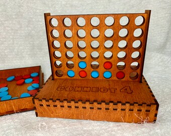 Wooden 4 in a Row Game Aesthetic Board Games-wooden Connect Four ...