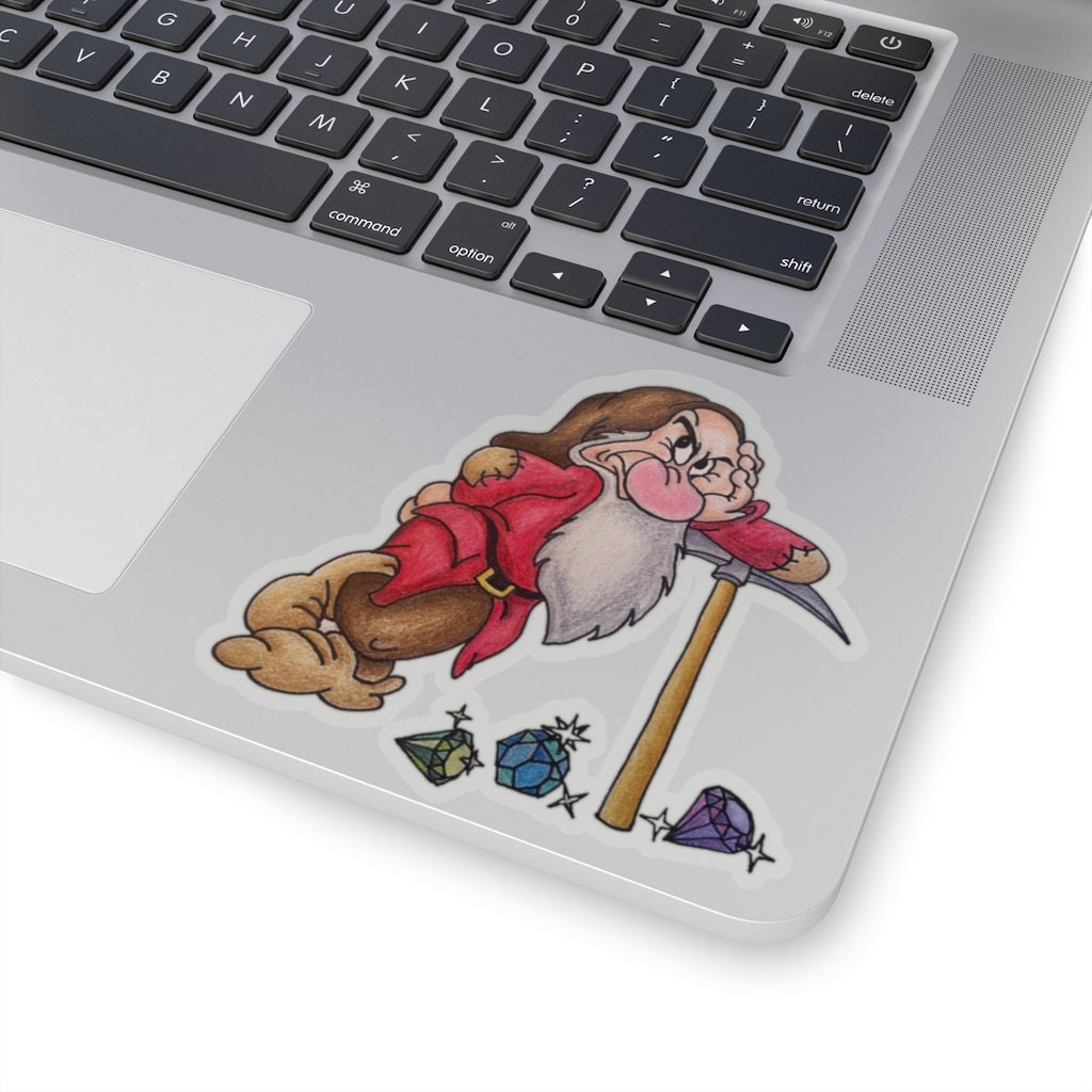 Original Art Print Grumpy Sticker, Kiss Cut Sticker, Colored Pencil and ...