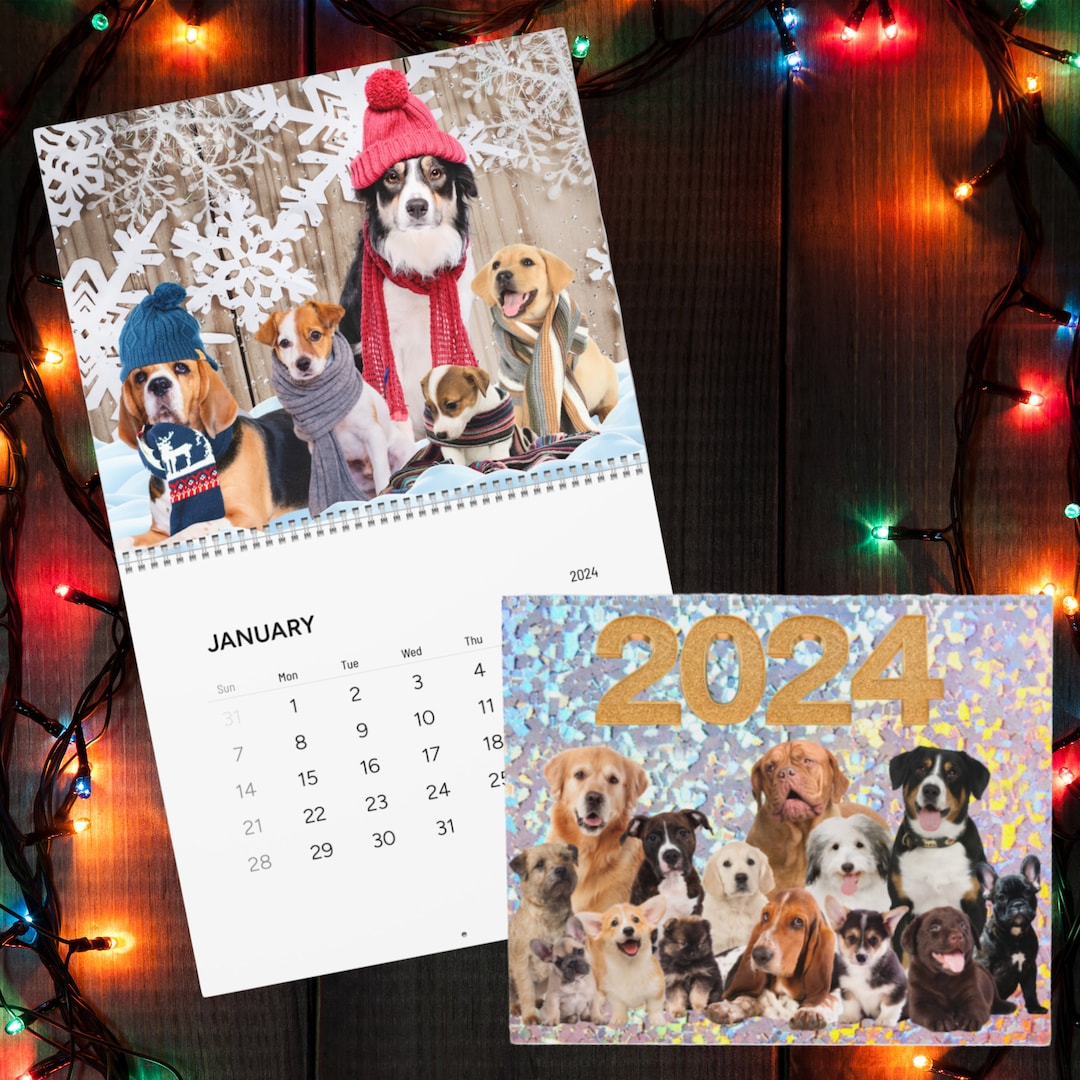 Dogs Hanging Wall Calendar 2024, 2024 Puppies Wall Calendar - Etsy