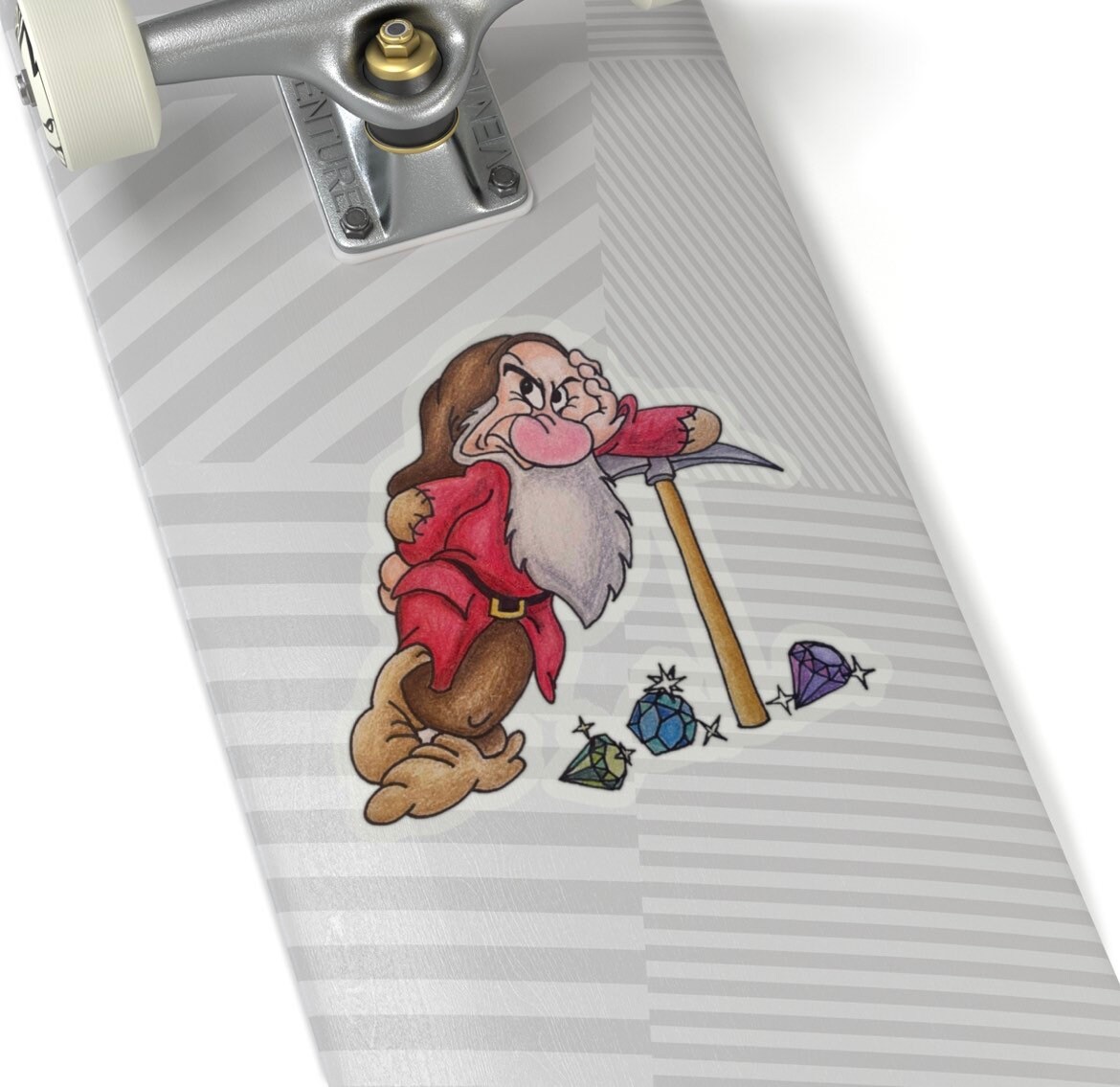 Original Art Print Grumpy Sticker, Kiss Cut Sticker, Colored Pencil and ...