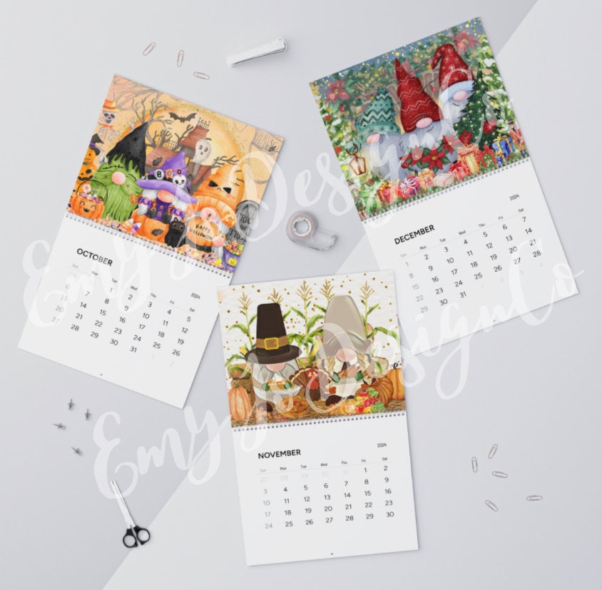 2024 Gnomes Wall Calendar, Hanging Calendar, Gnome Calendar, Stocking ...