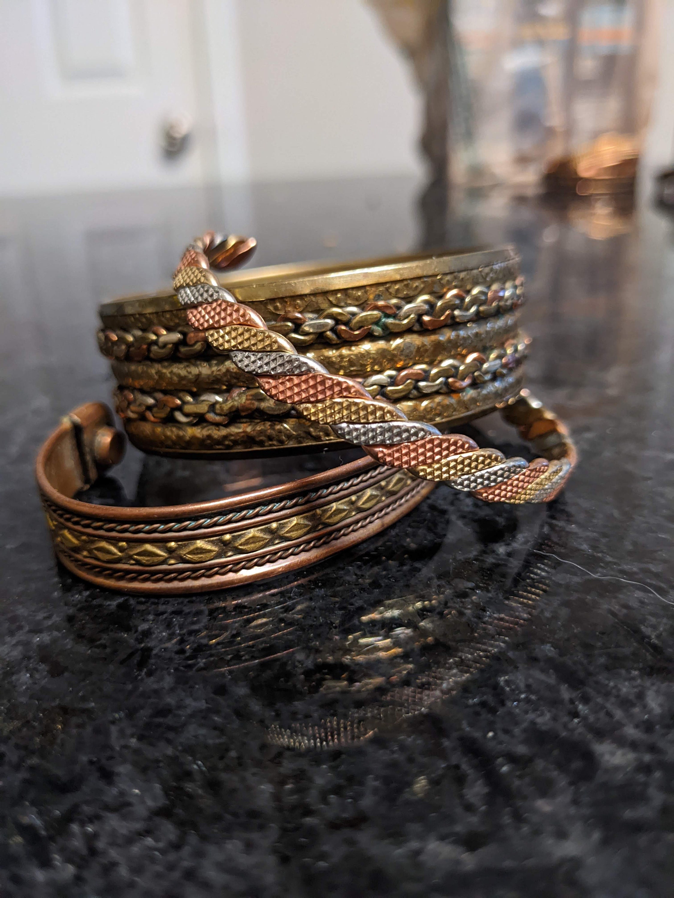 Vintage Tri-color Metal Bracelet Cuffs Bangle set of 3 - Etsy