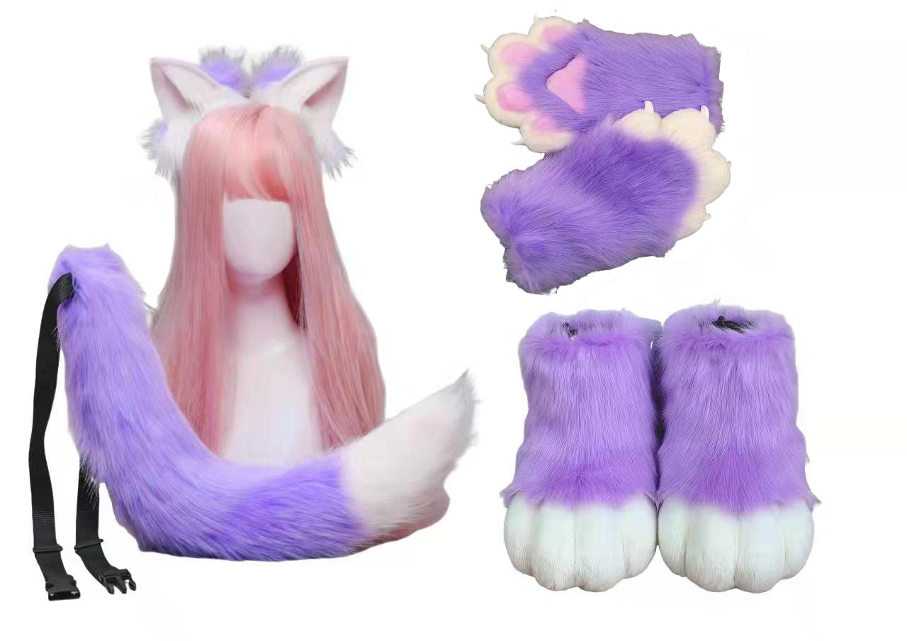 Purple Cosplay Fox Furry Fursuit Include Handpaws Shoes Ears Etsy Uk