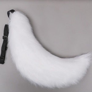 White Furrysuit Ears and Tail Set, White Cat and Wolf Cosplay Furry ...
