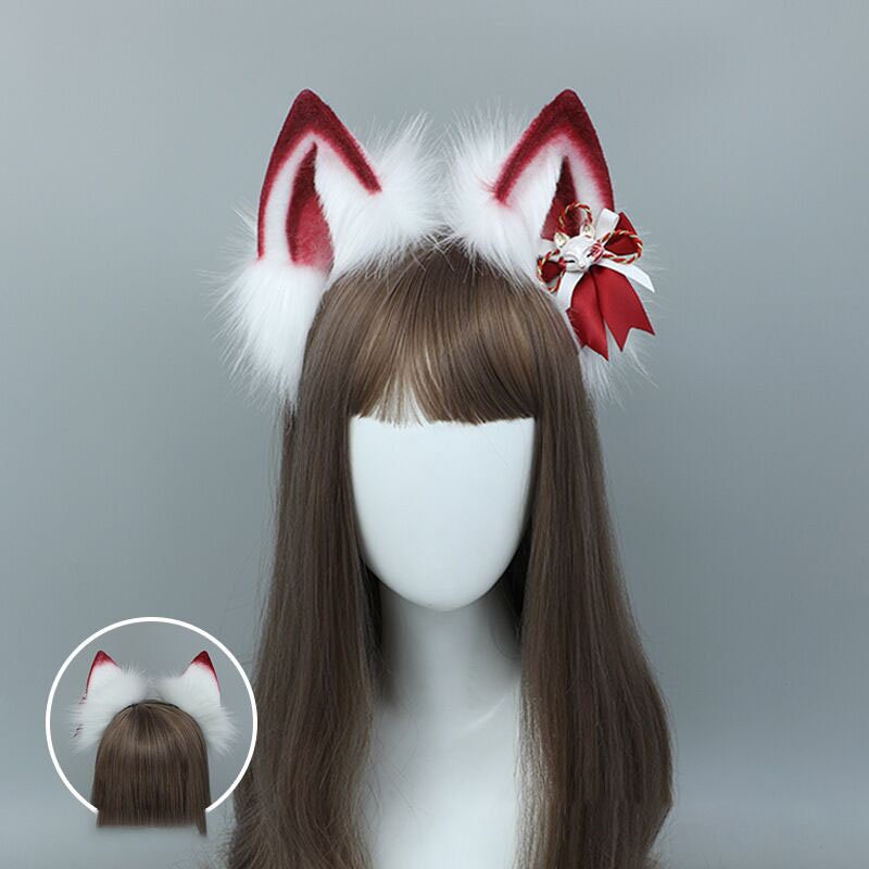 Fox Bow Ears and Tail Set Cosplay Fox Headdress and Tail - Etsy