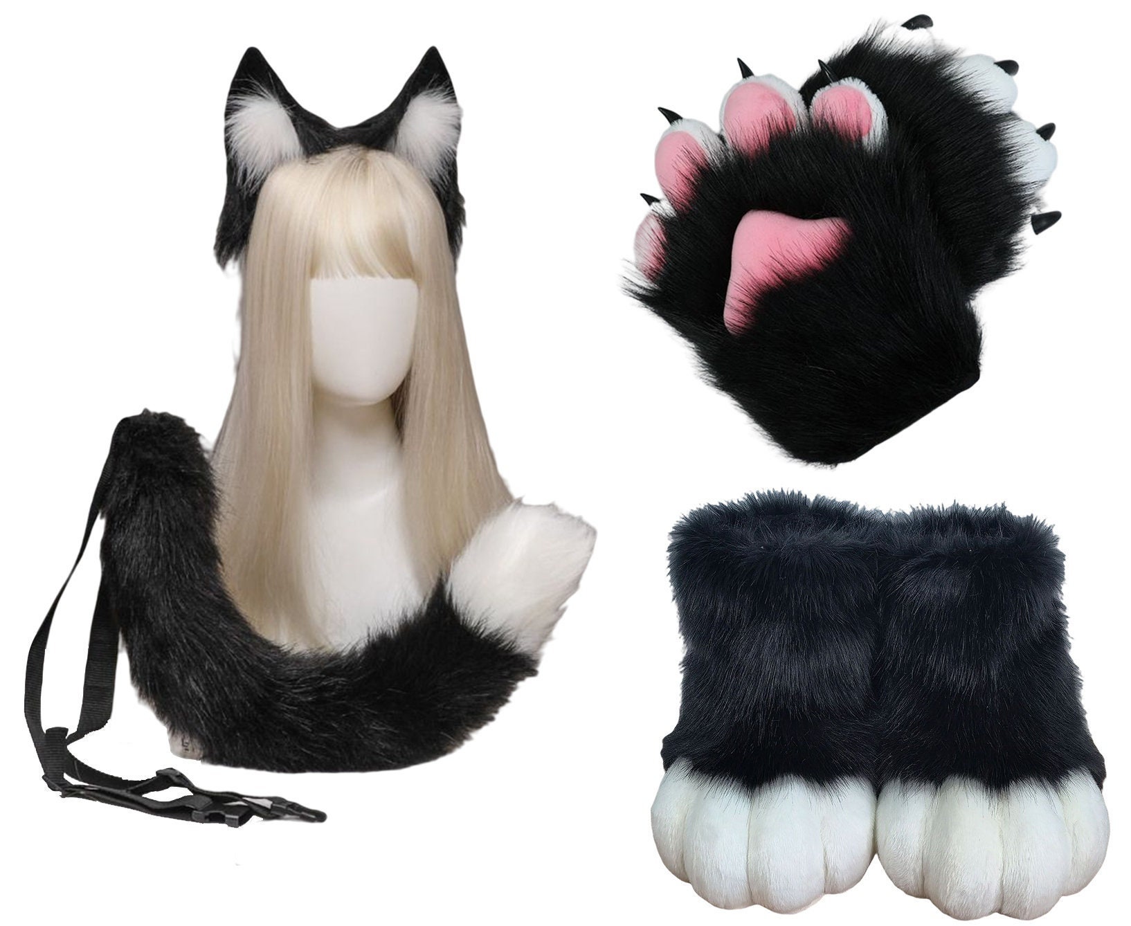 Black Cosplay Fox Furry Fursuit Set Include Handpaws Feet - Etsy
