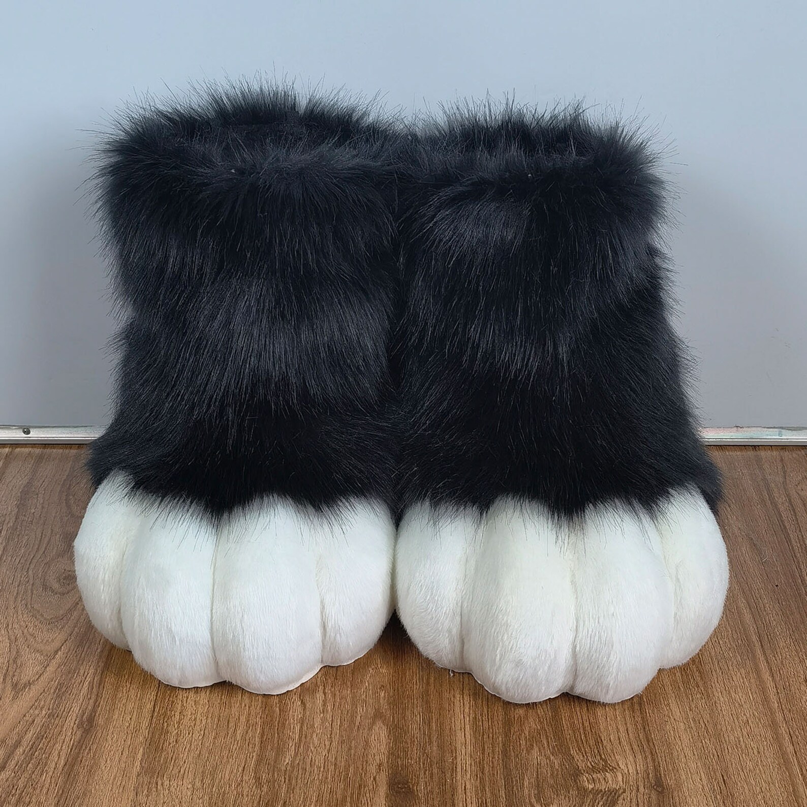 Black Cosplay Fox Furry Fursuit Set Include Handpaws, Feet, Ears and ...