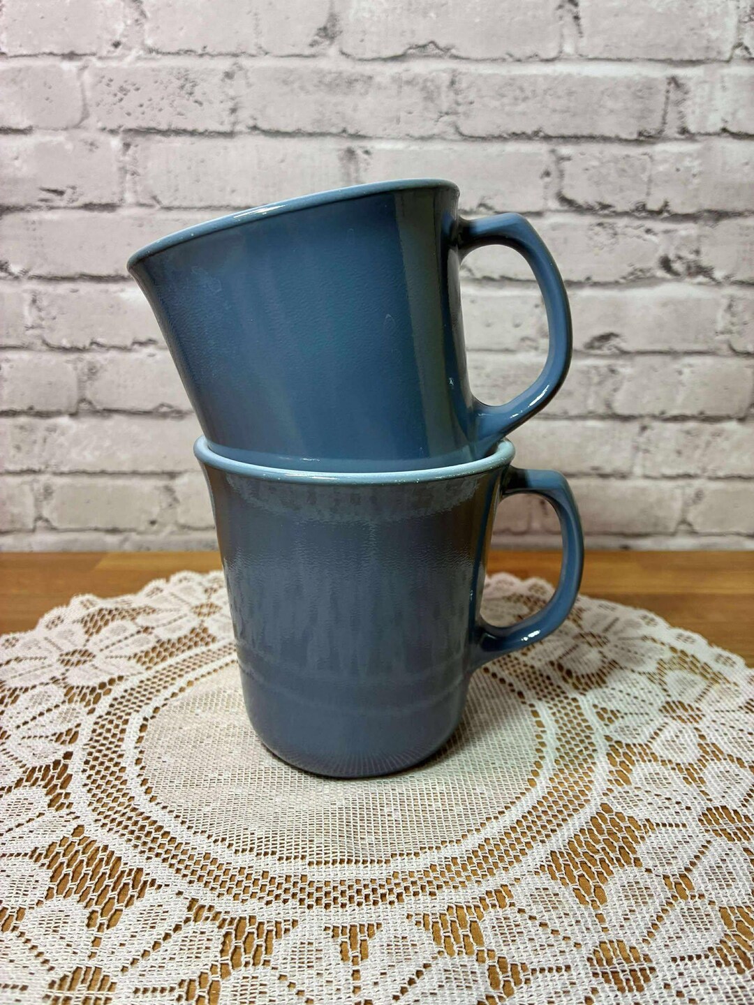 Set of 2 Pyrex Blue Slate Mugs Vintage Milk Glass - Etsy