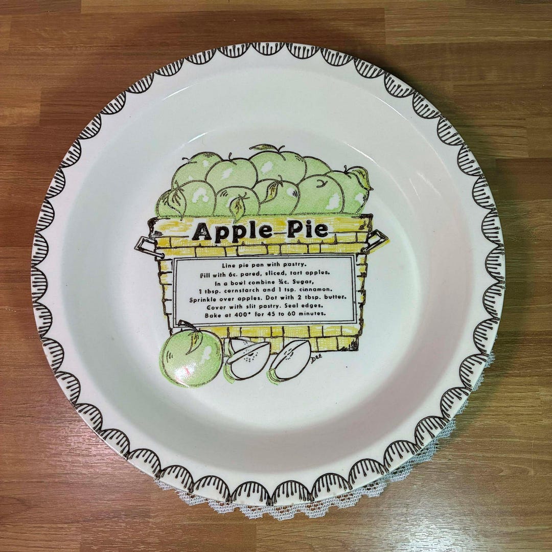 Vintage Ceramic Apple Pie Plate Recipe Collectable - Etsy