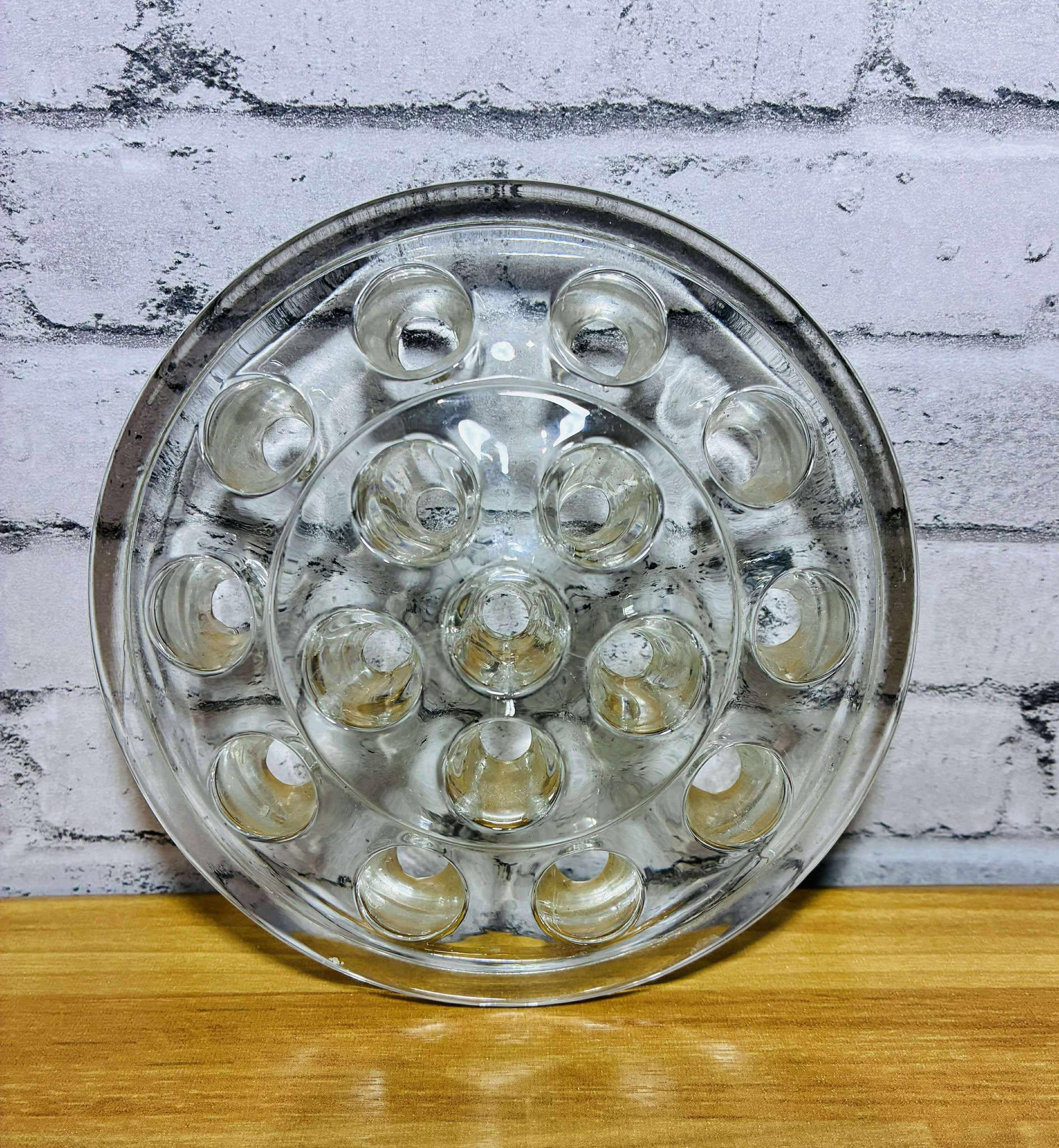 Vintage Clear Glass Flower Frog: 16 Stem Holes - Etsy