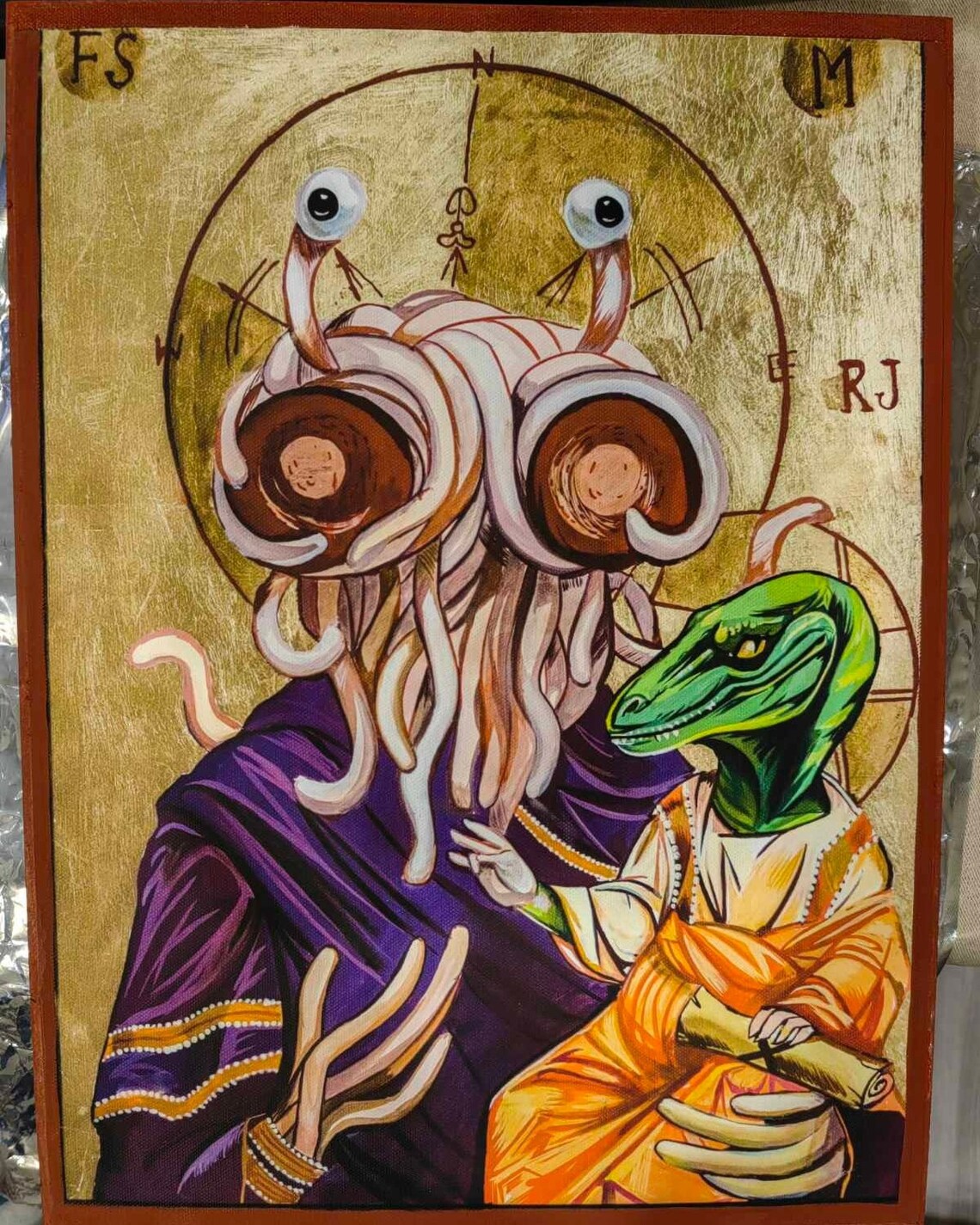 Flying Spaghetti Monster Icon: Pastafarian Wall Art, Atheist Gift ...