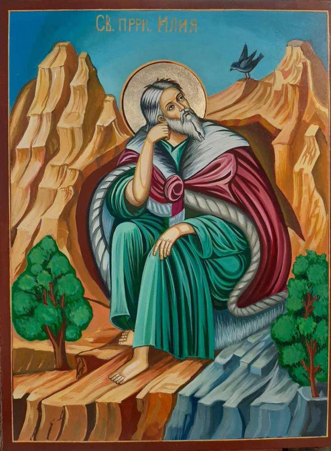 Hand-painted Prophet Elijah Icon: Byzantine Orthodox Art, Gold Leaf - Etsy