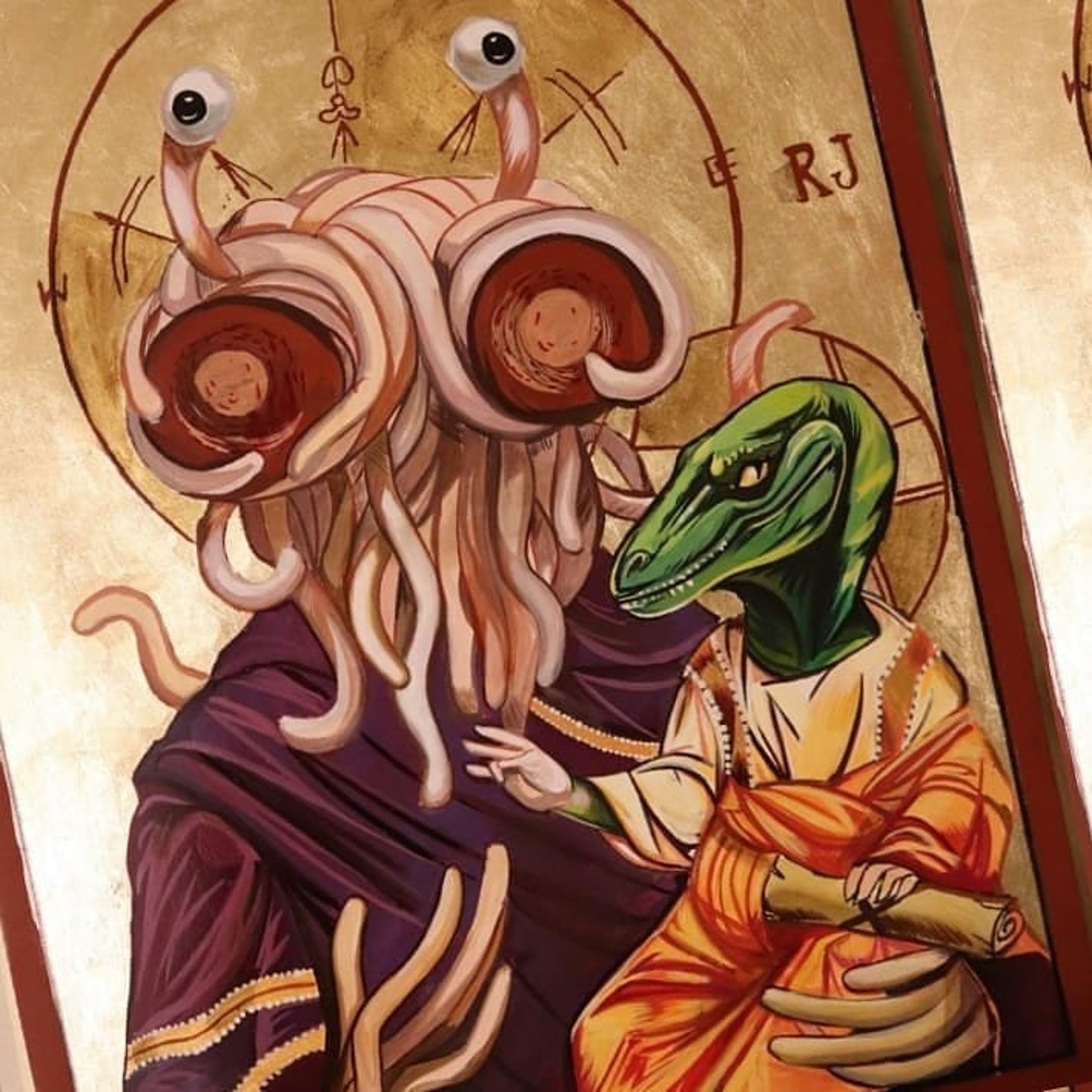 Flying Spaghetti Monster Icon: Pastafarian Wall Art, Atheist Gift ...