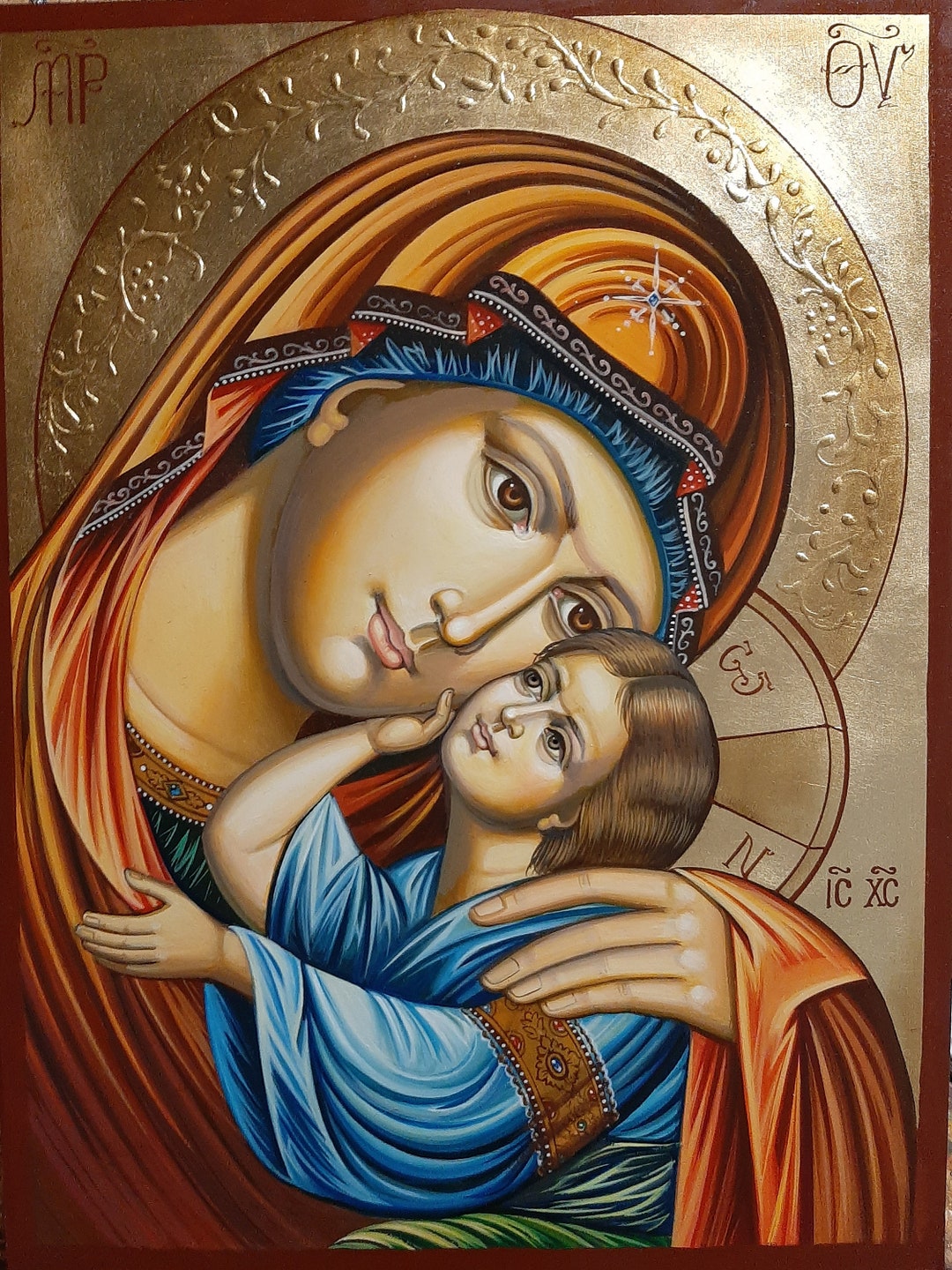 Icon of the Most Holy Mother of God Eleousa: Hand-painted Orthodox Icon ...