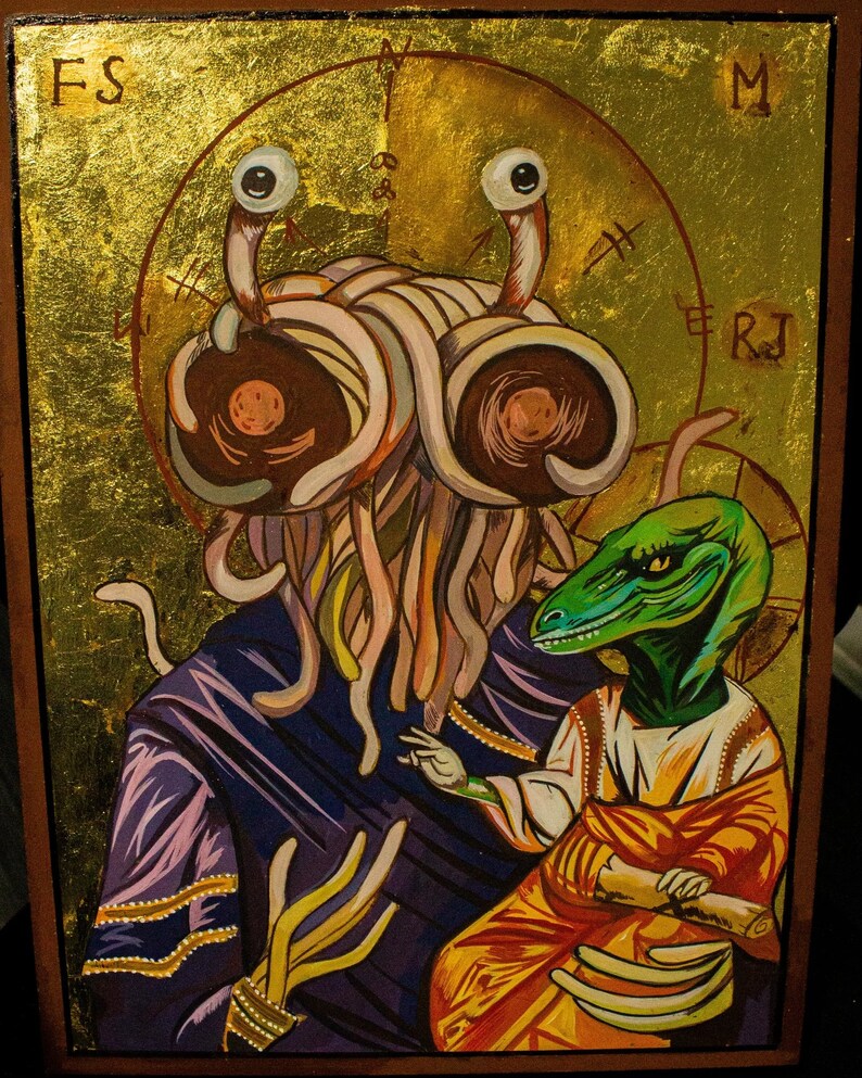 Flying Spaghetti Monster Icon: Pastafarian Wall Art, Atheist Gift ...