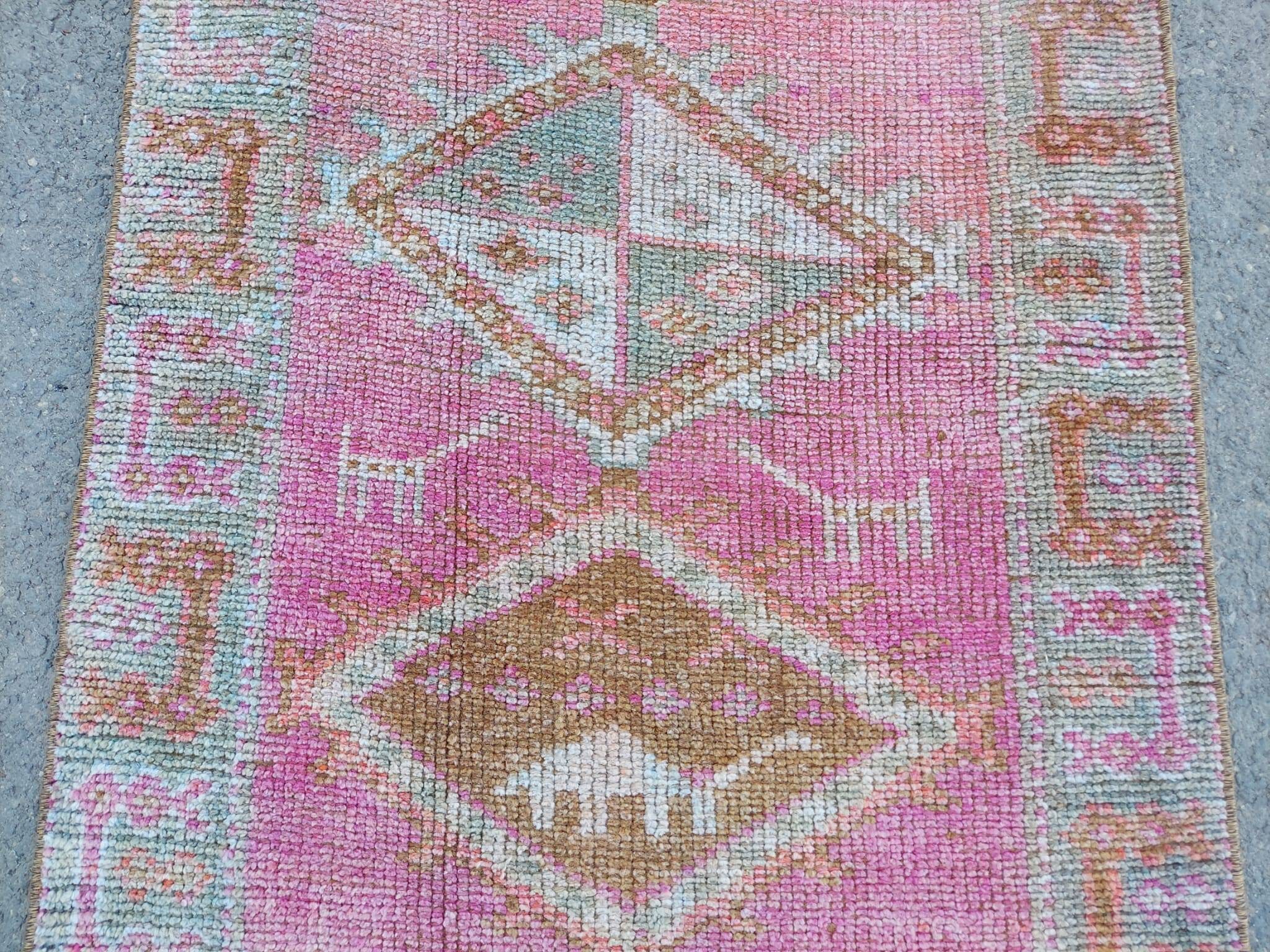 3x12 Pink Runner Vintage Runner Herki Rug Pastel Runner - Etsy