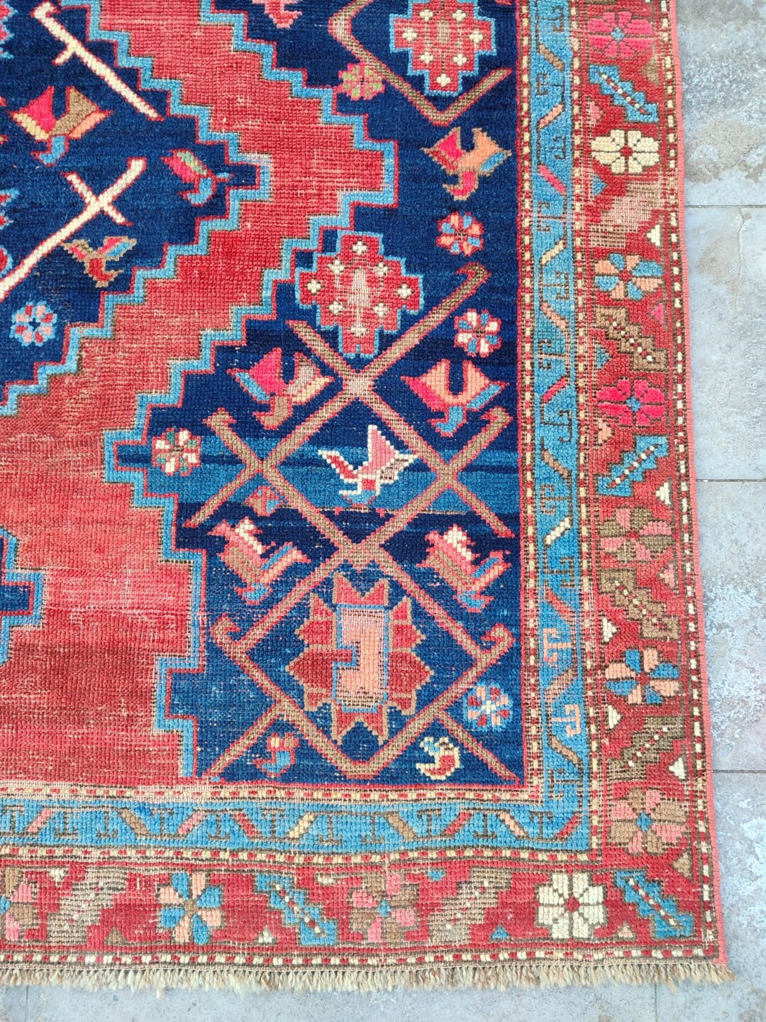 Kazak Antique Rugs 5x7, 1800s Rug Caucasian Antique 5x7, Red Navy Rug ...