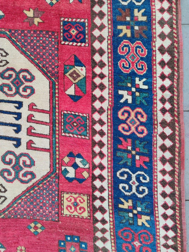 1800s Antique Karachopf Rug, Caucasian Old Rug, Red Rug, Azerbaijan ...