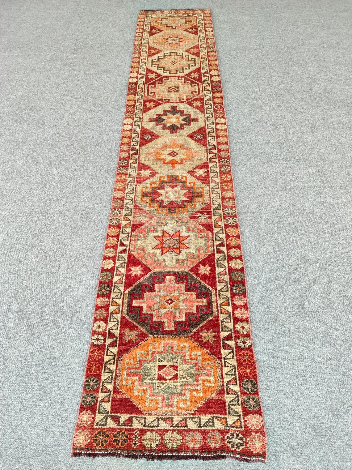 Turkish Runner 2x12, Vintage Runner Wool, 2x12 Red Runner 2x12, Stair ...
