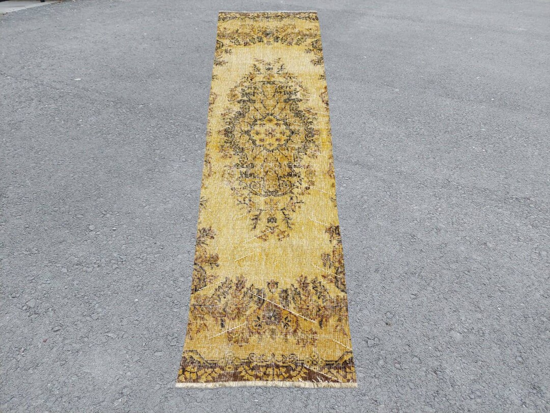 2x6 Yellow Rug Runner Vintage, Runner for Stairs, Handmade Rug, Runner ...