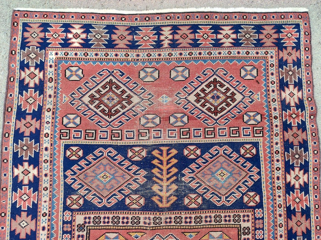 1800s Antique Kazak Rug 4x6, Caucasian Rug, Oriental Rugs 4x6, Bohemian ...
