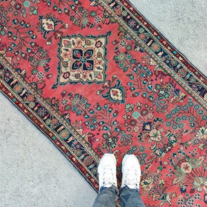 Heriz Antique Runner 3x10 Rug, Red Vintage Runner Wool, Oriental Rugs ...