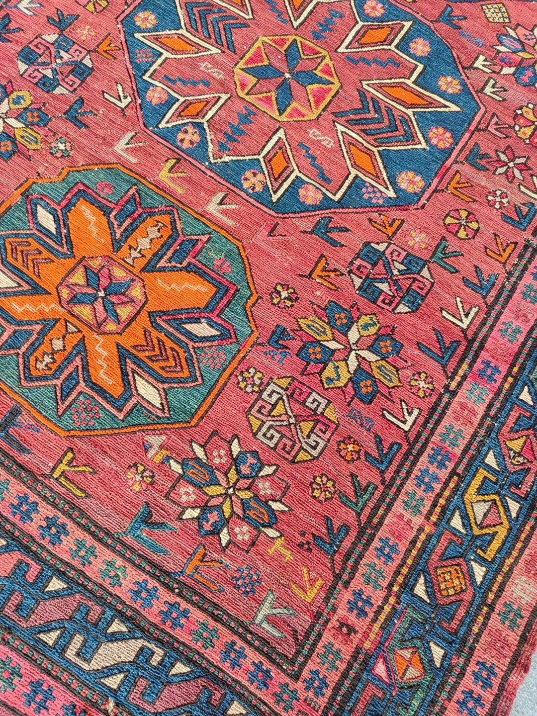 Antique Caucasian Soumak Rug 4x6, Azerbaijan Rug, Kazak Rugs, Oriental ...