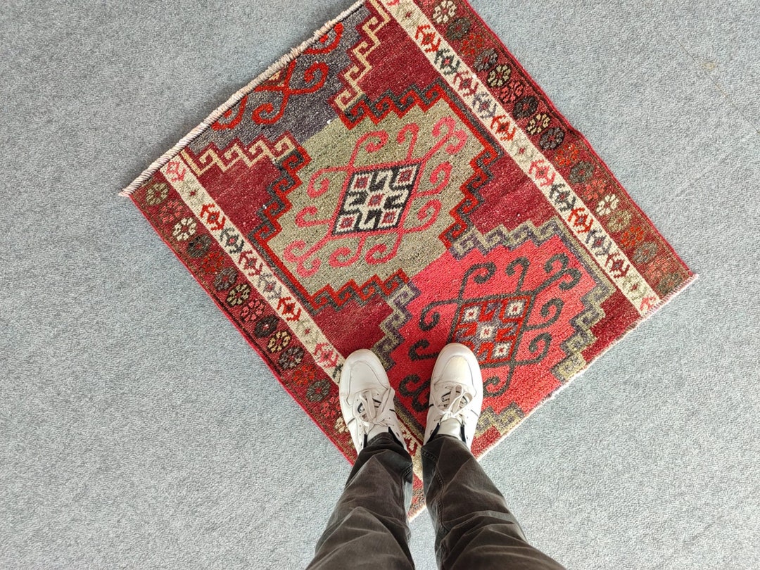 Small Rug 3x3 Vintage, Tribal Mat Rug, Multicolor Rug, 3x3 Rug Antique ...