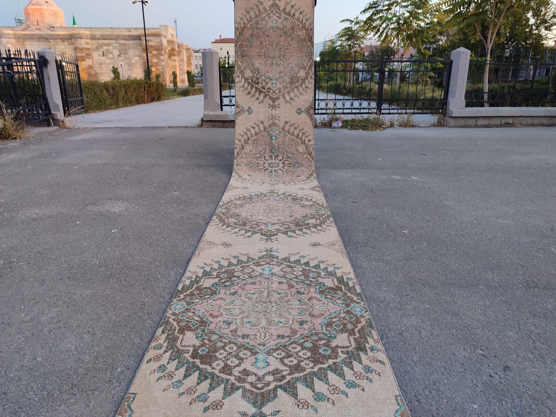 23 24 Ft Runner Extra Long Turkish Rug, Oushak Vintage Runner Rug ...