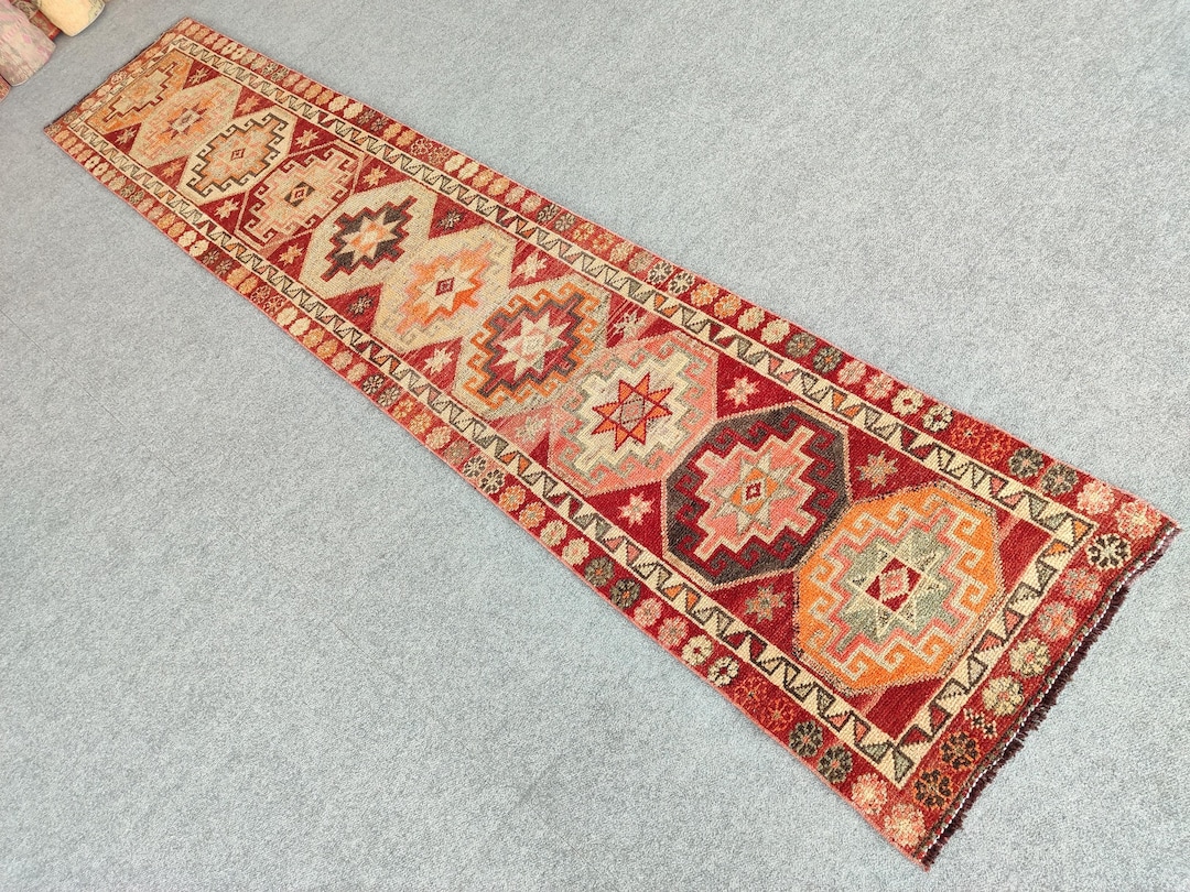 Turkish Runner 2x12, Vintage Runner Wool, 2x12 Red Runner 2x12, Stair ...