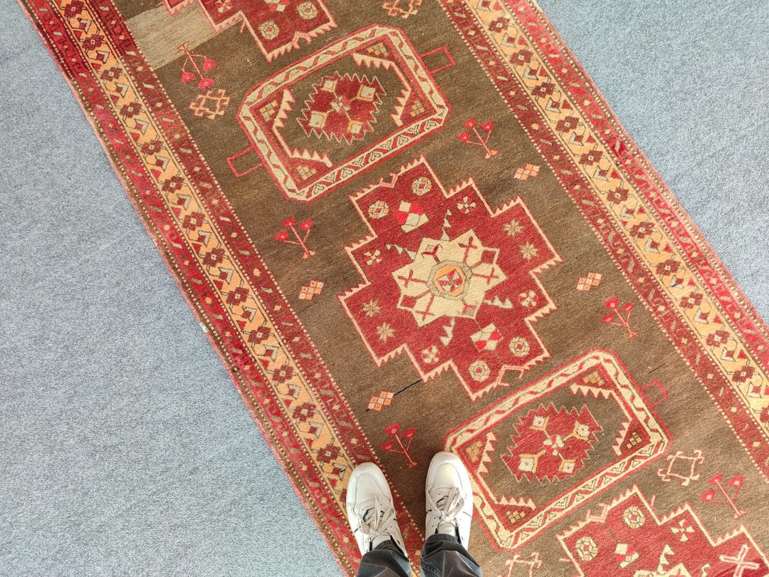 Antique Runner 4x10 Rug, Persian Large Runner Rug, 4x10 Vintage Heriz ...