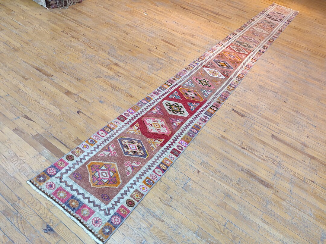 Kurdish Runner 3x25, Colorful Runner Rug, Geometric Runner, Hallway ...