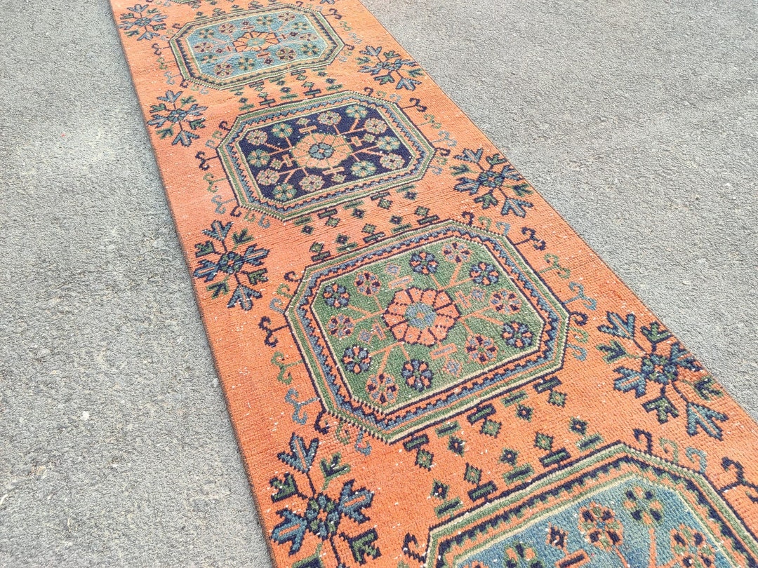 Runner Rug 3x16 Ft, Long Stair Runner Rug 16 17 Foot, Orange Turkish ...