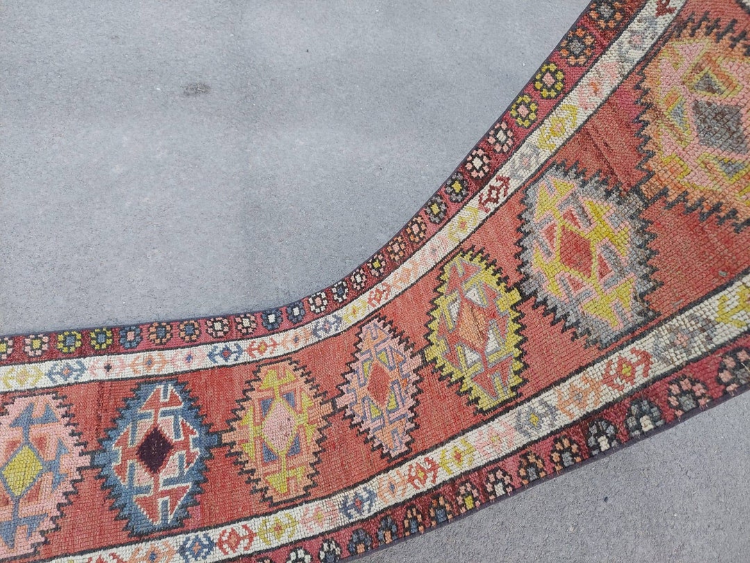 2x22 Extra Long Runner Vintage, Red Runner Rug Turkish, Colorful Rug ...