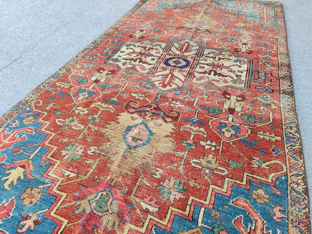 Persian Serapi Rug 4x7, Antique Heriz Rug, Caucasian Rug, Bohemian ...