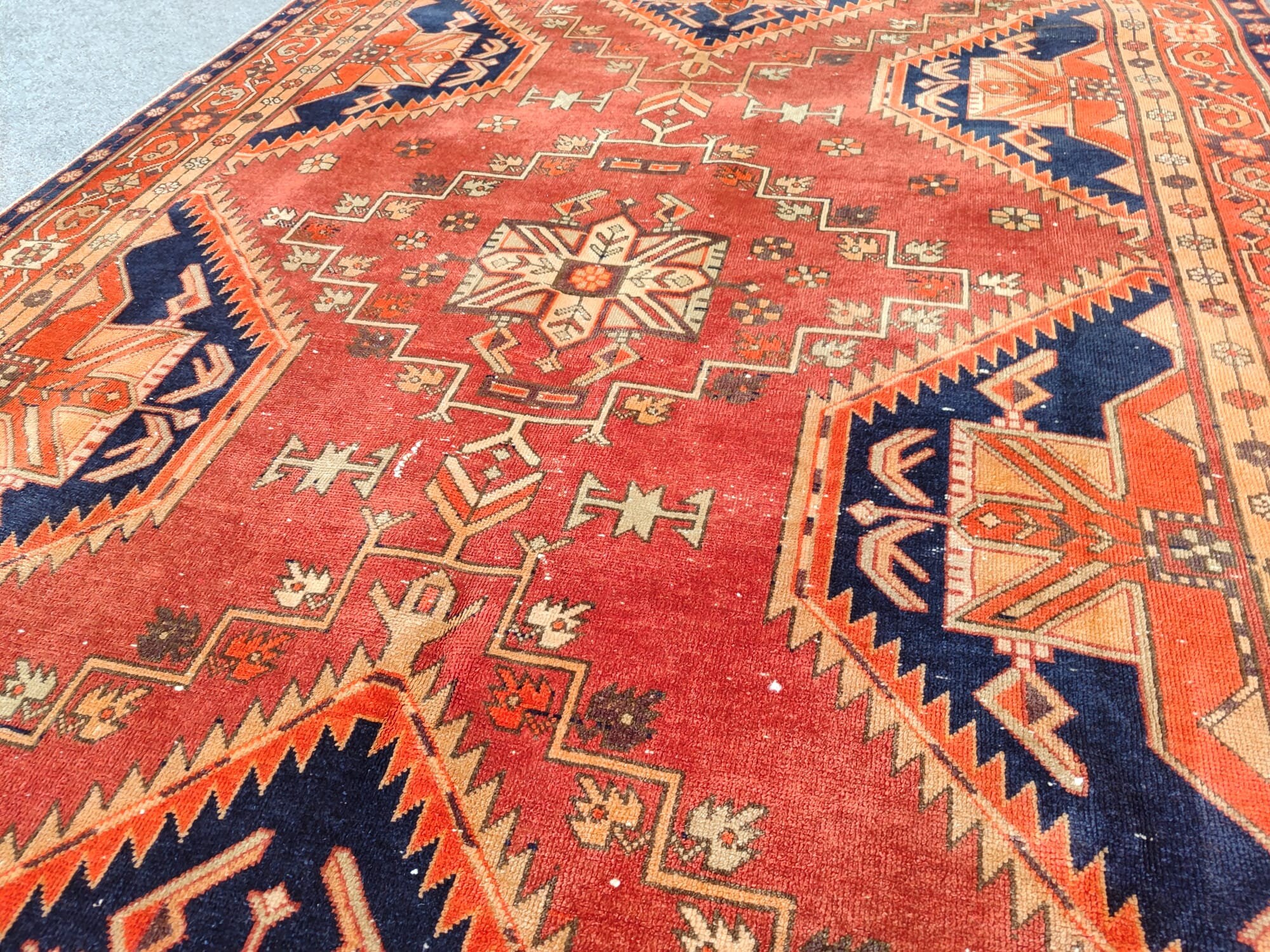 Rug Persian 4x10, Antique Rug, Large Runner Rug Vintage, Red Rug, Navy ...