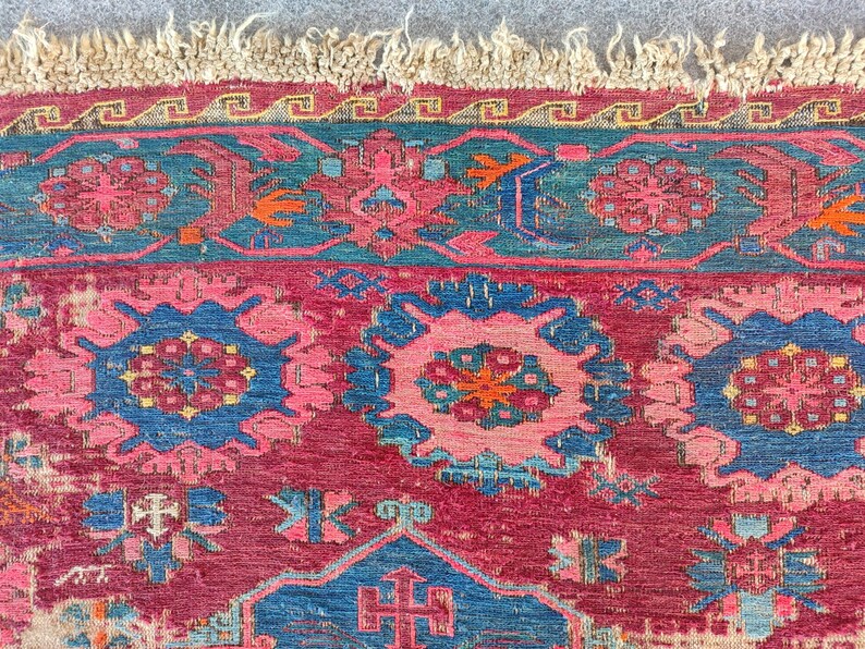 1800s Antique Azerbaijan Rug 5x10, Soumak Rug, Caucasian Rug Antique ...