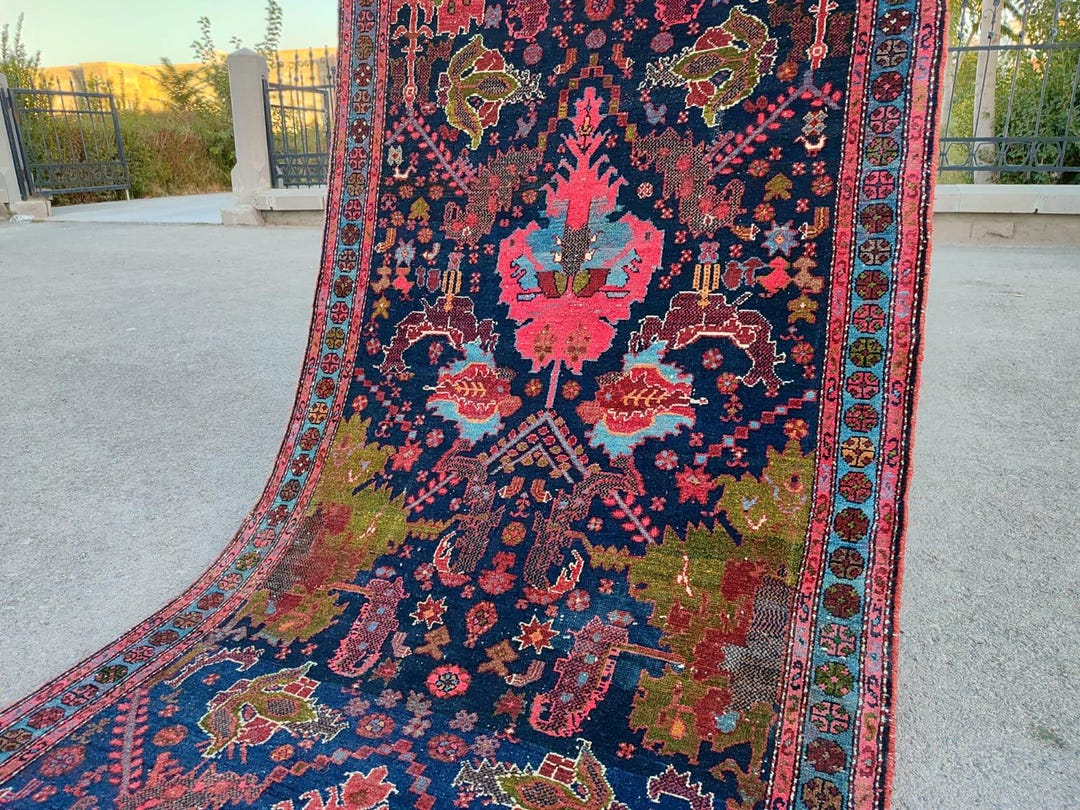 Persian Runner Rug 3x20, Extra Long Runner, Antique Long Navy Runner 20 ...