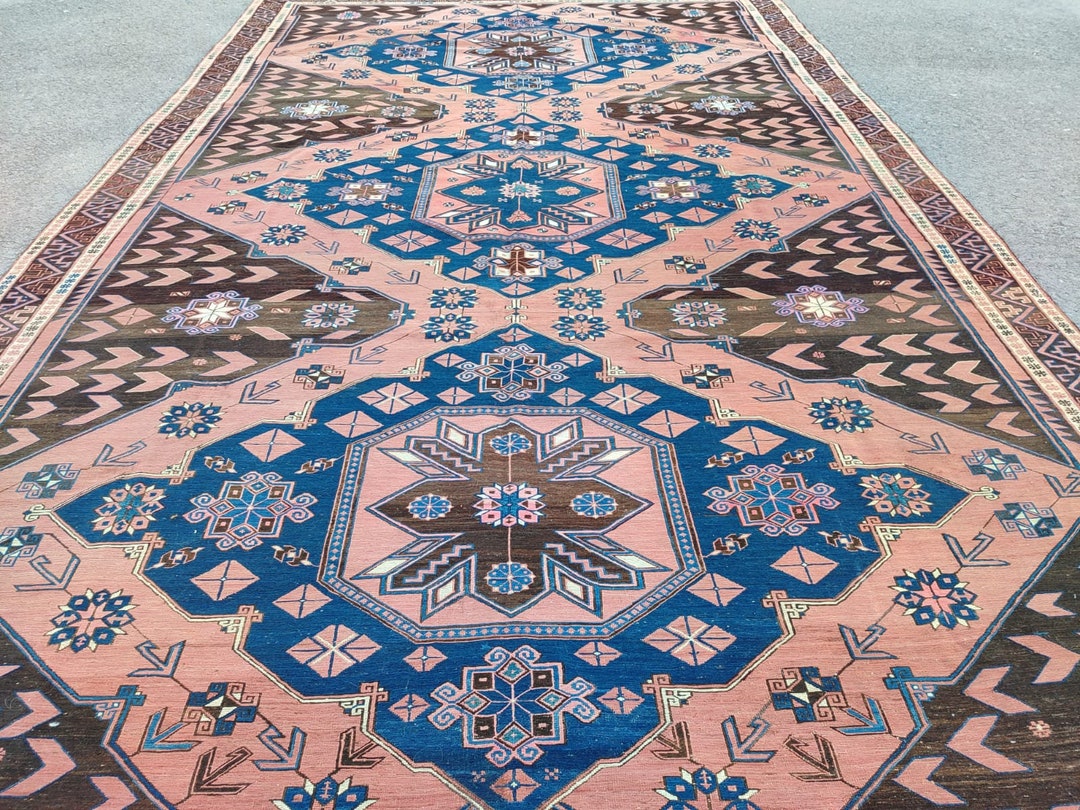 Antique Soumak Rug 7x12, Caucasian Rug, Oversize Handmade Rug ...