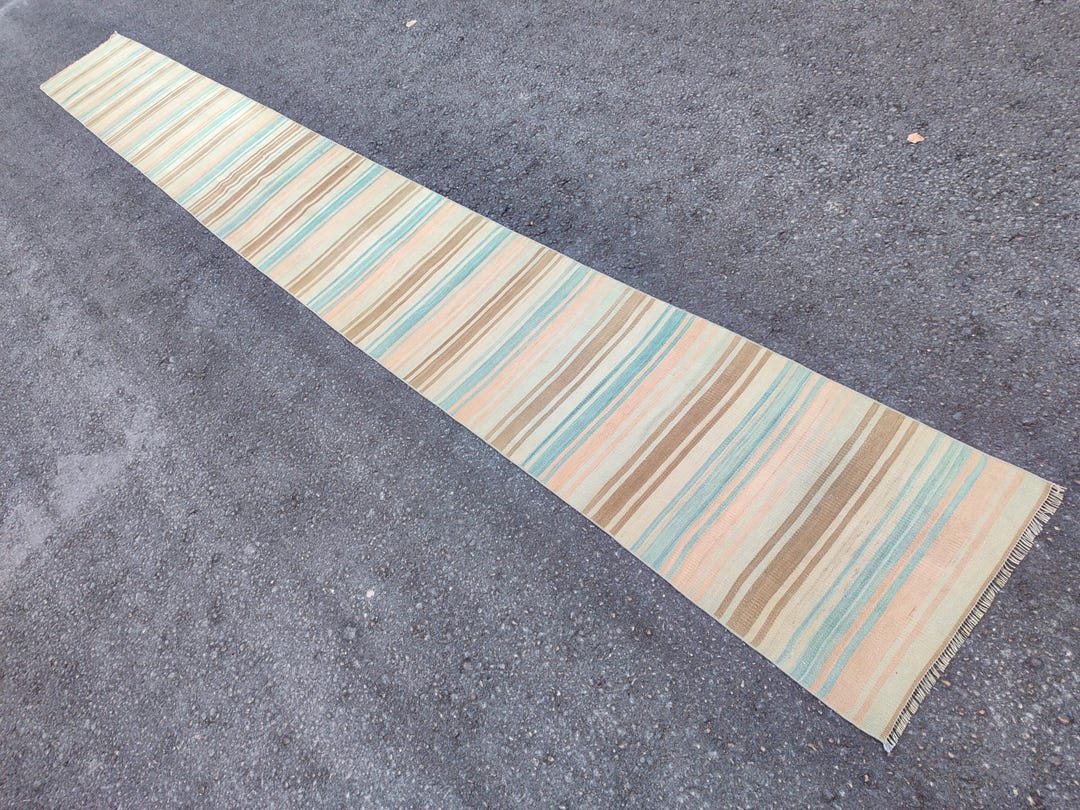 Long Oushak Runner 2x20, Stair Runner Muted, 2x20 Runner, Extra Long ...