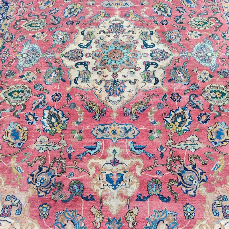 Tabriz Pink Rug - Etsy UK