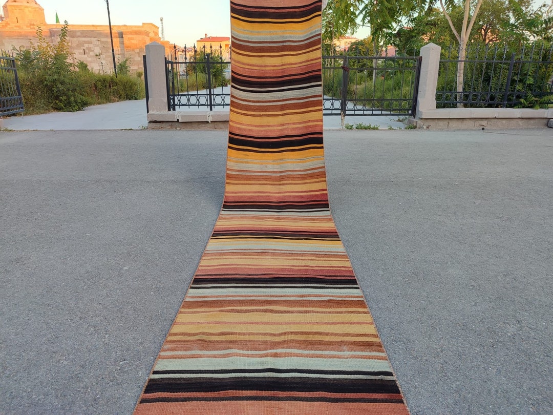 Turkish Kilim Runner 21 Ft, Extra Long Runner 2x21 2x22, Narrow Stair ...