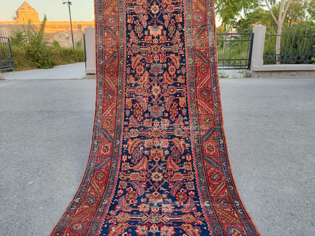 Antique Persian Runner Rug 3x18, Extra Long Heriz Runner Rug, 18' 19 ...