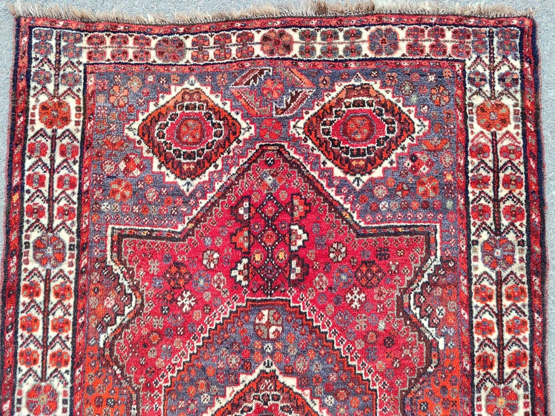 Persian Rug 3x5, Red Antique Rugs, Shiraz Rug, Vintage 3x5 Heriz Rug ...
