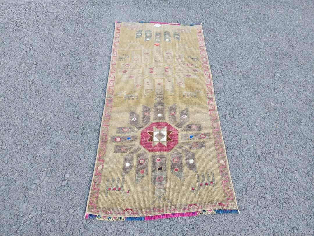 2x5 Yellow Runner Pastel, Vintage Runner Turkish, Neutral Runner ...