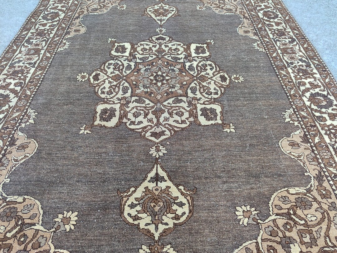 Persian Rug 5x7, Gray Rug Vintage, Handmade Area Rug 5x7, Natural ...