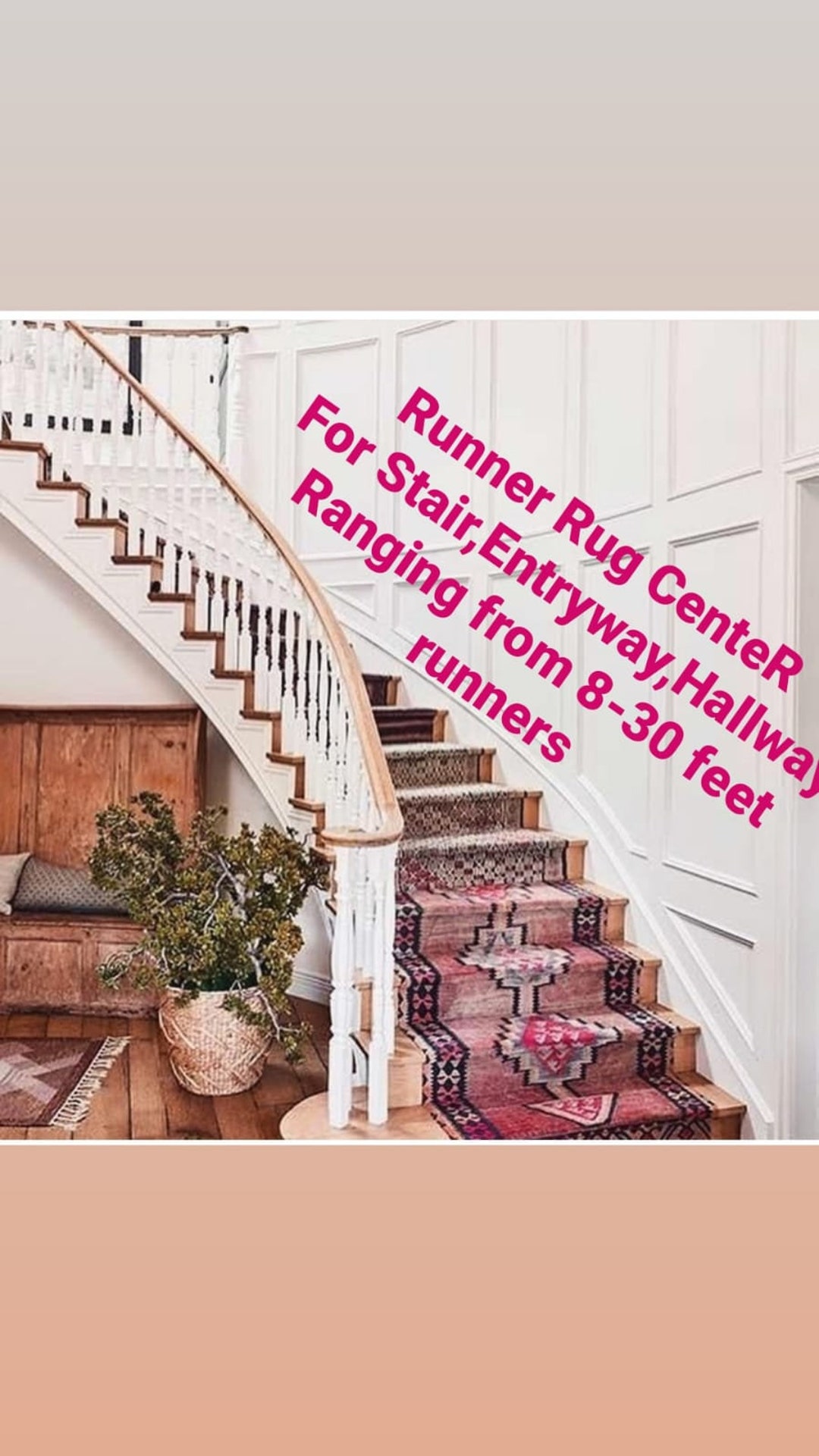 Stair Runner Rug 2x20, Long Runner Neutral, 2x20 Turkish Runner, Muted ...