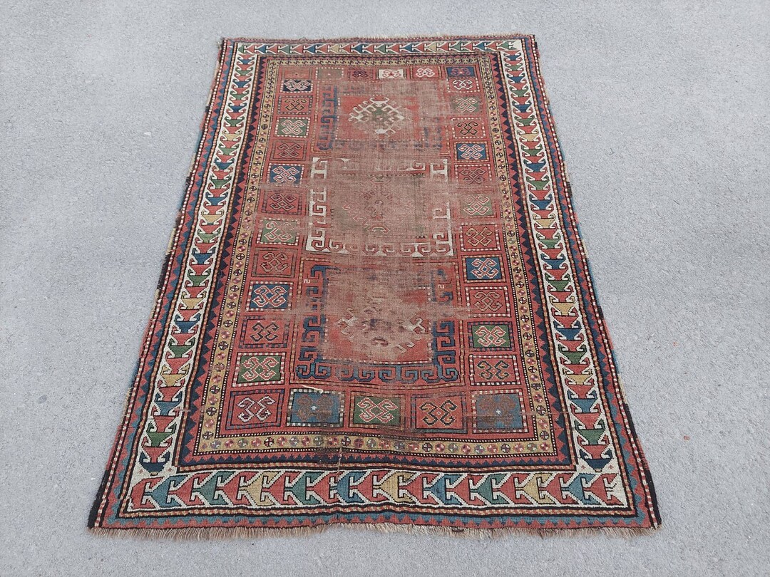 5x7 Azerbaijan Rug Antique, 1800s Rug, Azerbaijan Carpet, Türkmen Rug ...